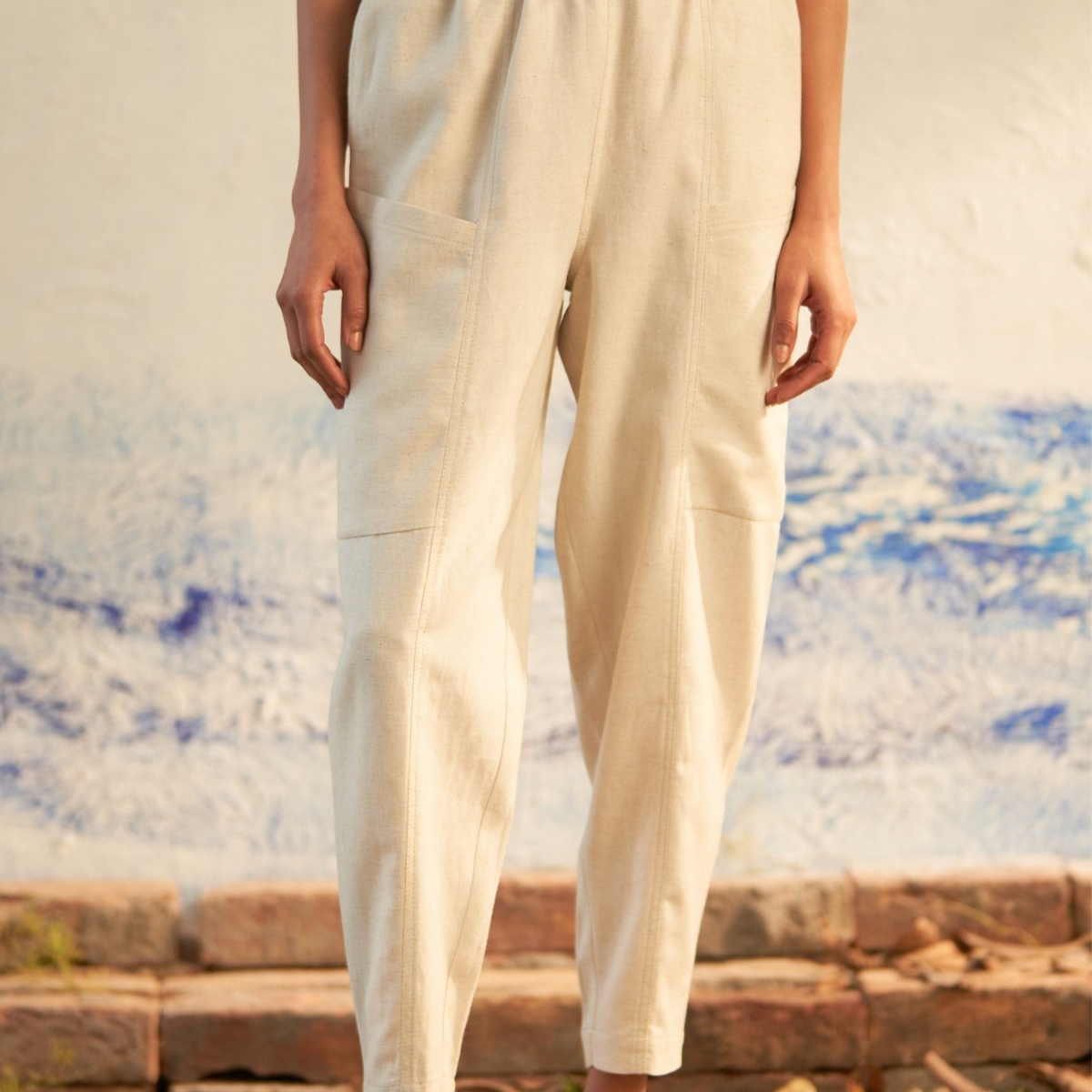 Effortlessly Chic: Flex Blend Modern Ankle-Length Pants in Oatmeal ...