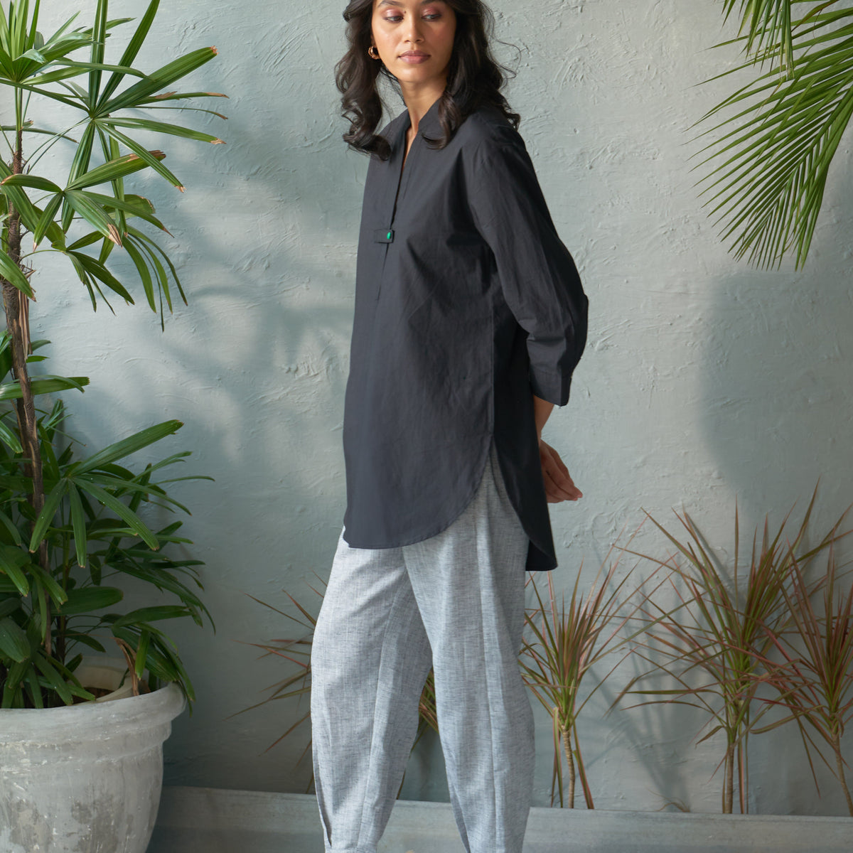 Black Cord Set with Grey Textured Bottoms | Stylish Women's Casual Wear ...