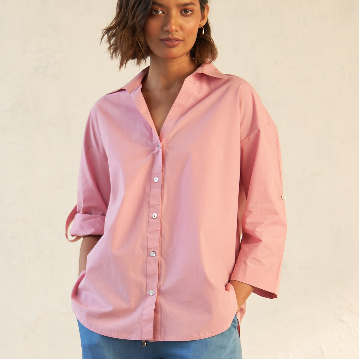 Effortless Elegance: Flowy Blush Pink Shirt for Every Occasion! – Canoopi