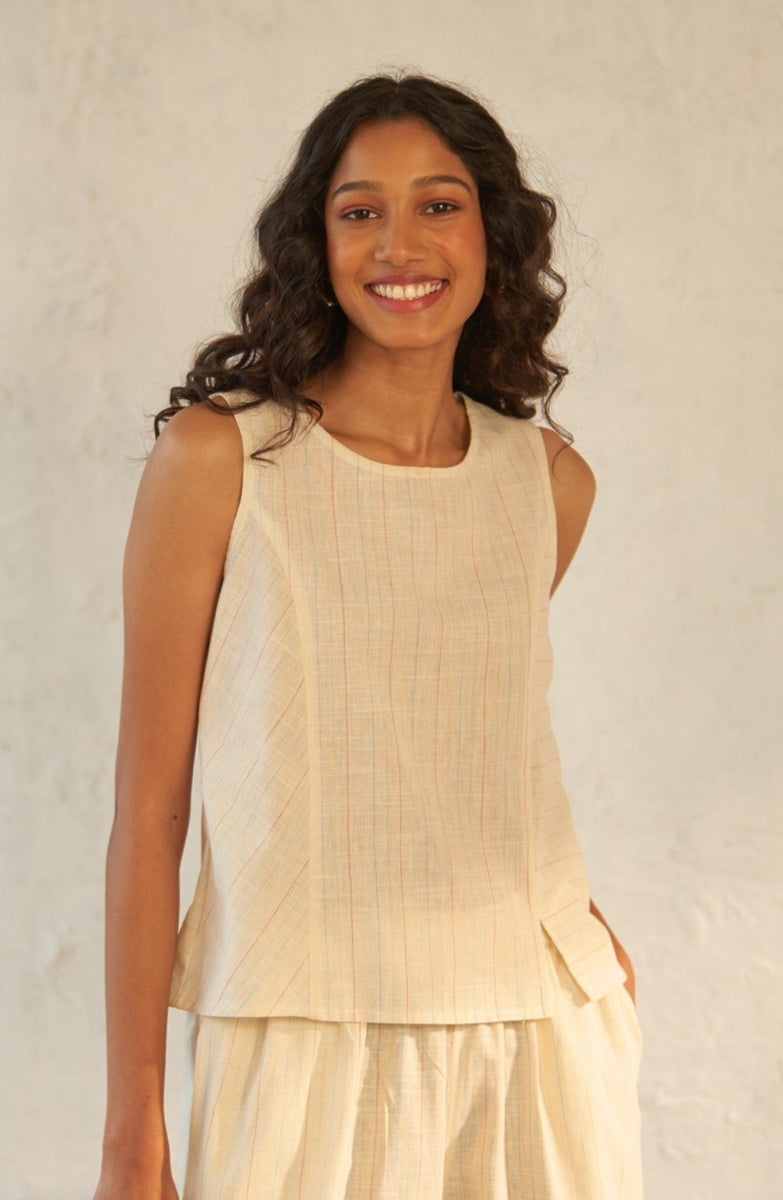 Hit the Road in Style with Our Sleeveless Textured Cotton Top!" – Canoopi